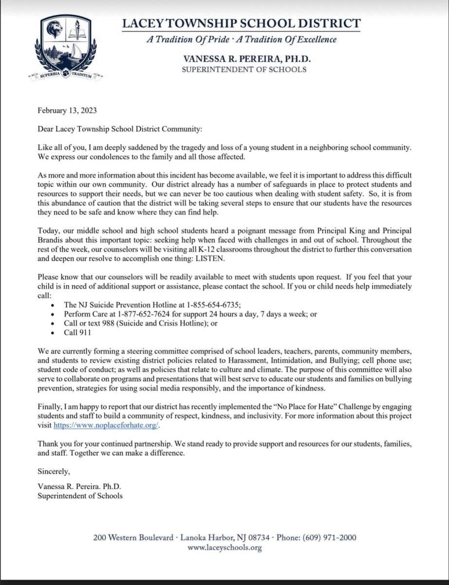 Lacey Board of Education Letter on Helping Students Cope – Jersey Coast ...